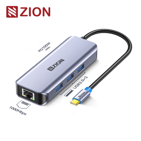 Type-C 5-in-1 Docking Station USB 3.0*3 + PD (Power Delivery) + Gigabit ...