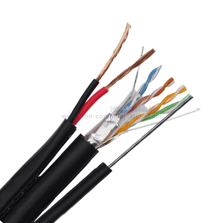 FTP CAT5E 5E 4P+2/0.75+Messenger Video over FTP CAT5E Outdoor Cable ...
